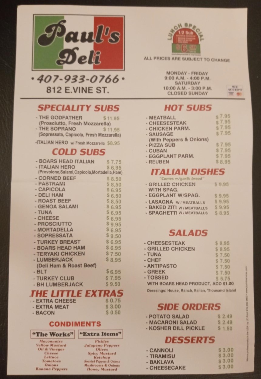 Paul’s Deli – The Saboscrivner